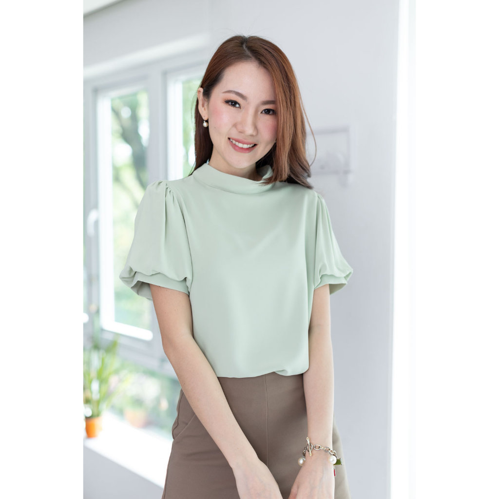 Narinari : MT0707 Sophie Balloon Sleeve Blouse Plain | Shopee Malaysia