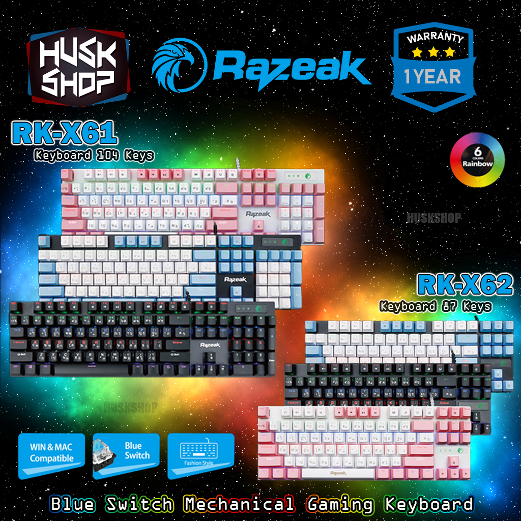 Gaming Keyboard Razeak RK-X61 & RK-X62 TKL Mechanical (Blue Switch) 1 ...