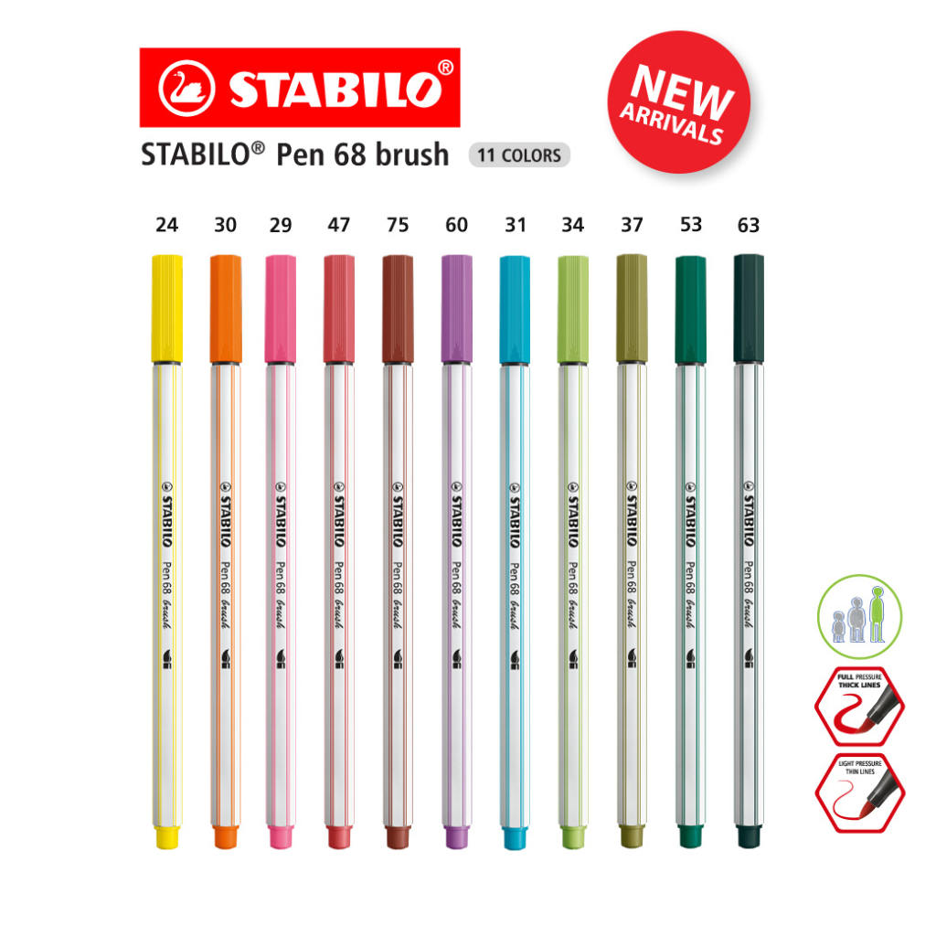 [Official Store] STABILO Pen 68 Brush Color Head Amount 11 Pcs ...