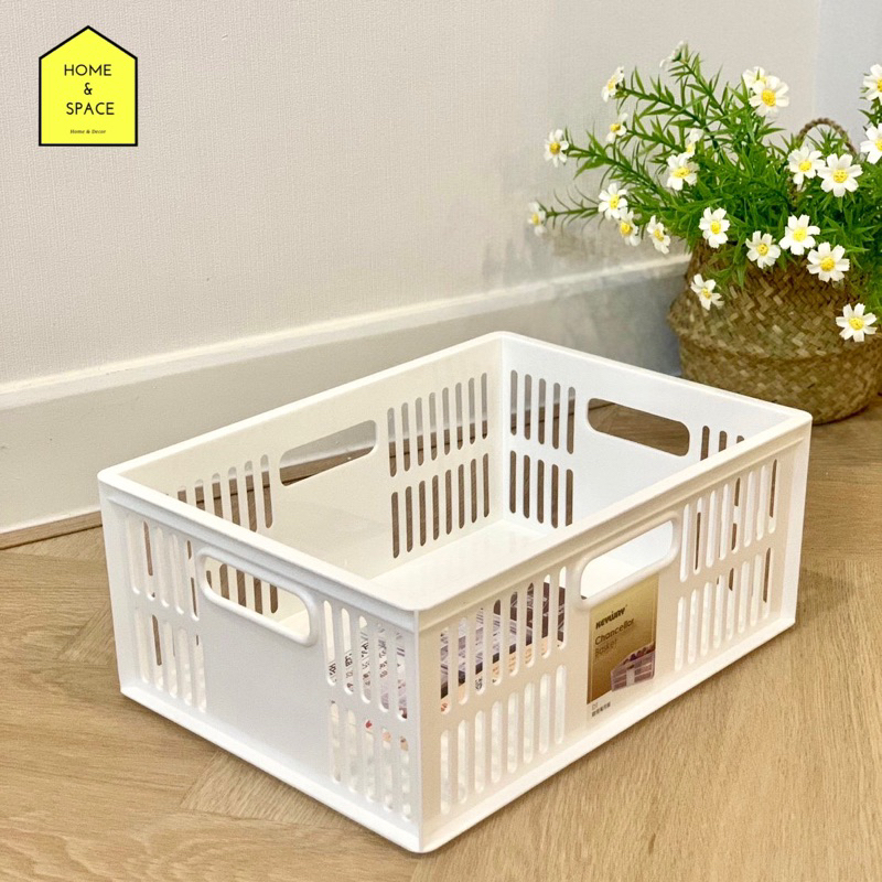 White Square Multipurpose Basket Keyway Brand Model DT-25 Size 24 x 32.7 x 13.3 cm (Can Fit A4 ...