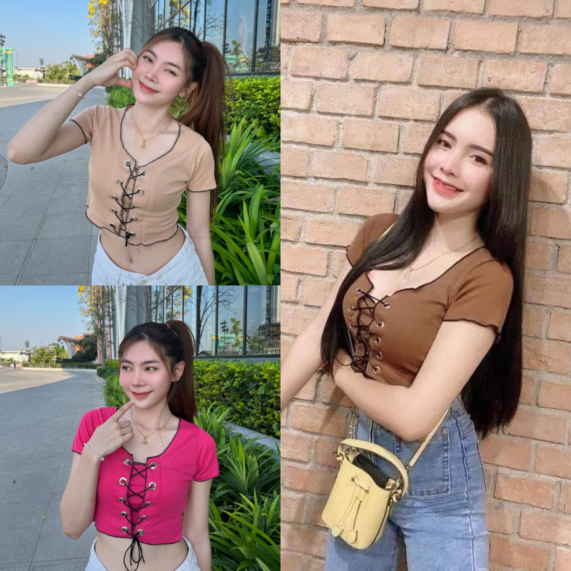 SpinnyHouse Crop Top Short Sleeves With Eyelets!!Chest Stretches Up To ...