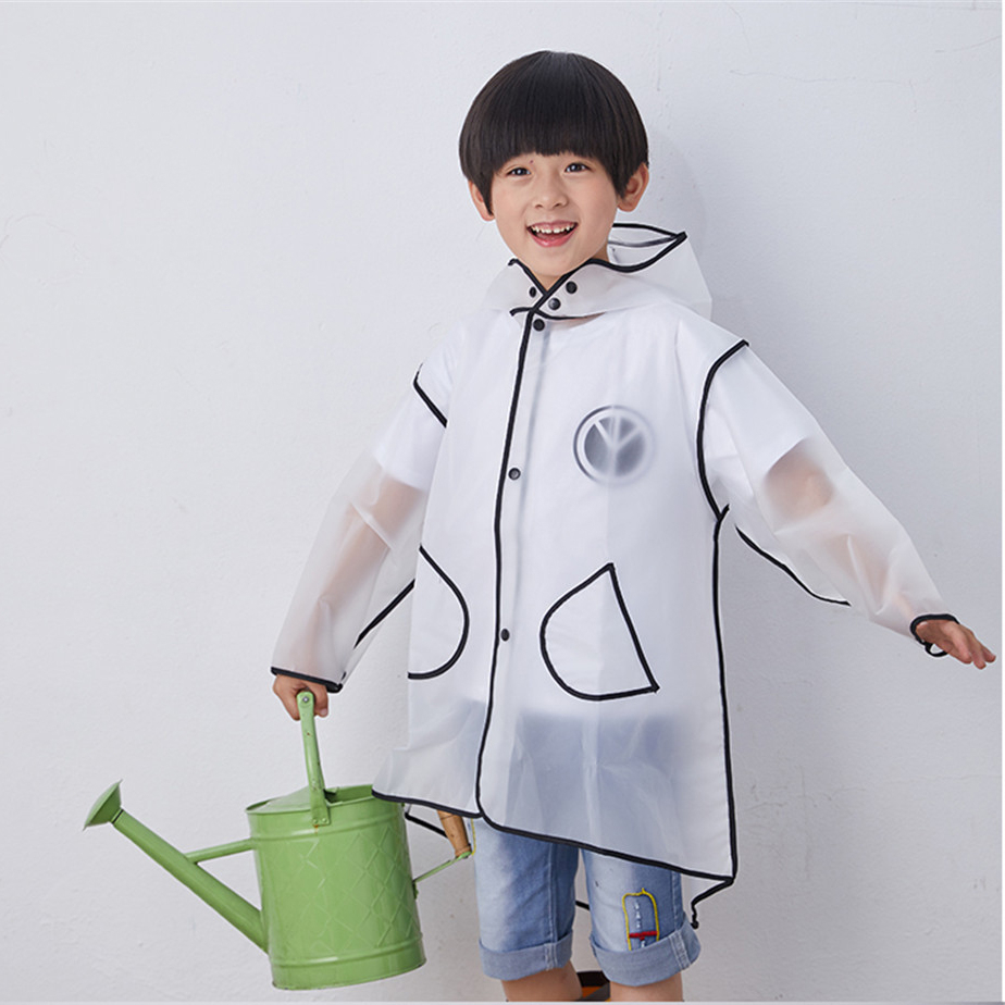 Long Raincoat Cartoon Pattern One-Piece Transparent Color For Children ...