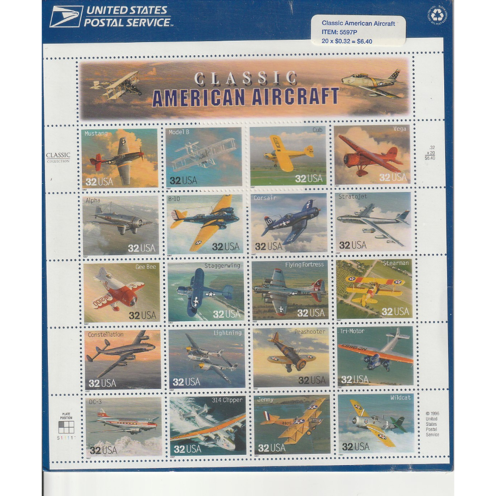 America Classic American Aircraft Stamp Sheet 1997 (2540) | Shopee Malaysia