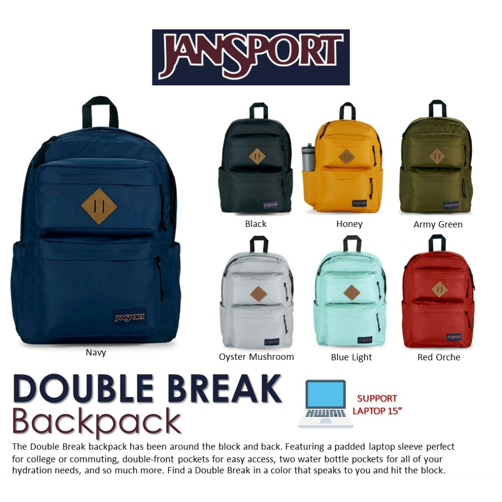 JanSport Model DOUBLE BREAK Backpack-6 Colors To Choose From laptop 15 ...