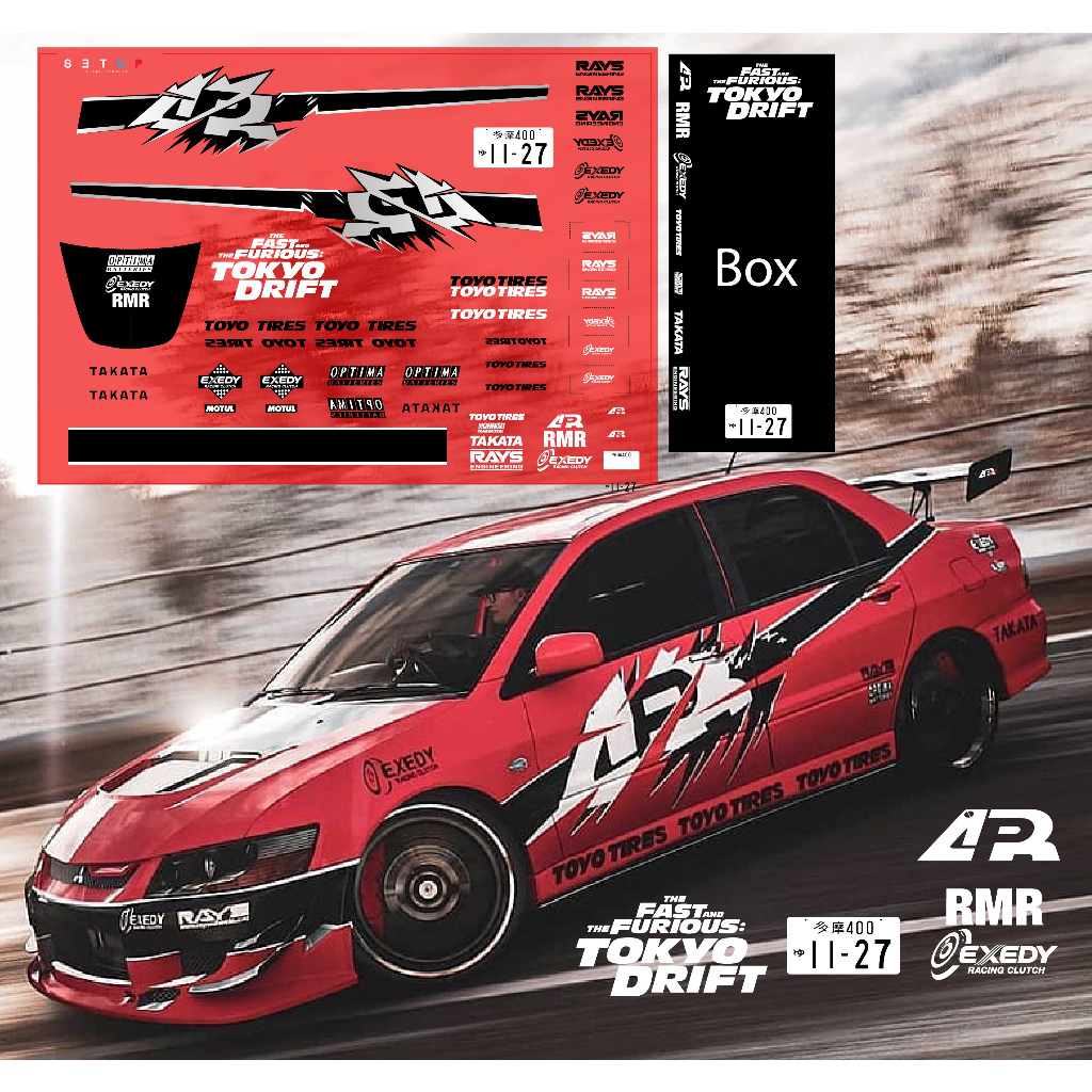 Decal Mitsubishi Evolution fast and furious tokyo Decas and Ferries 3 ...