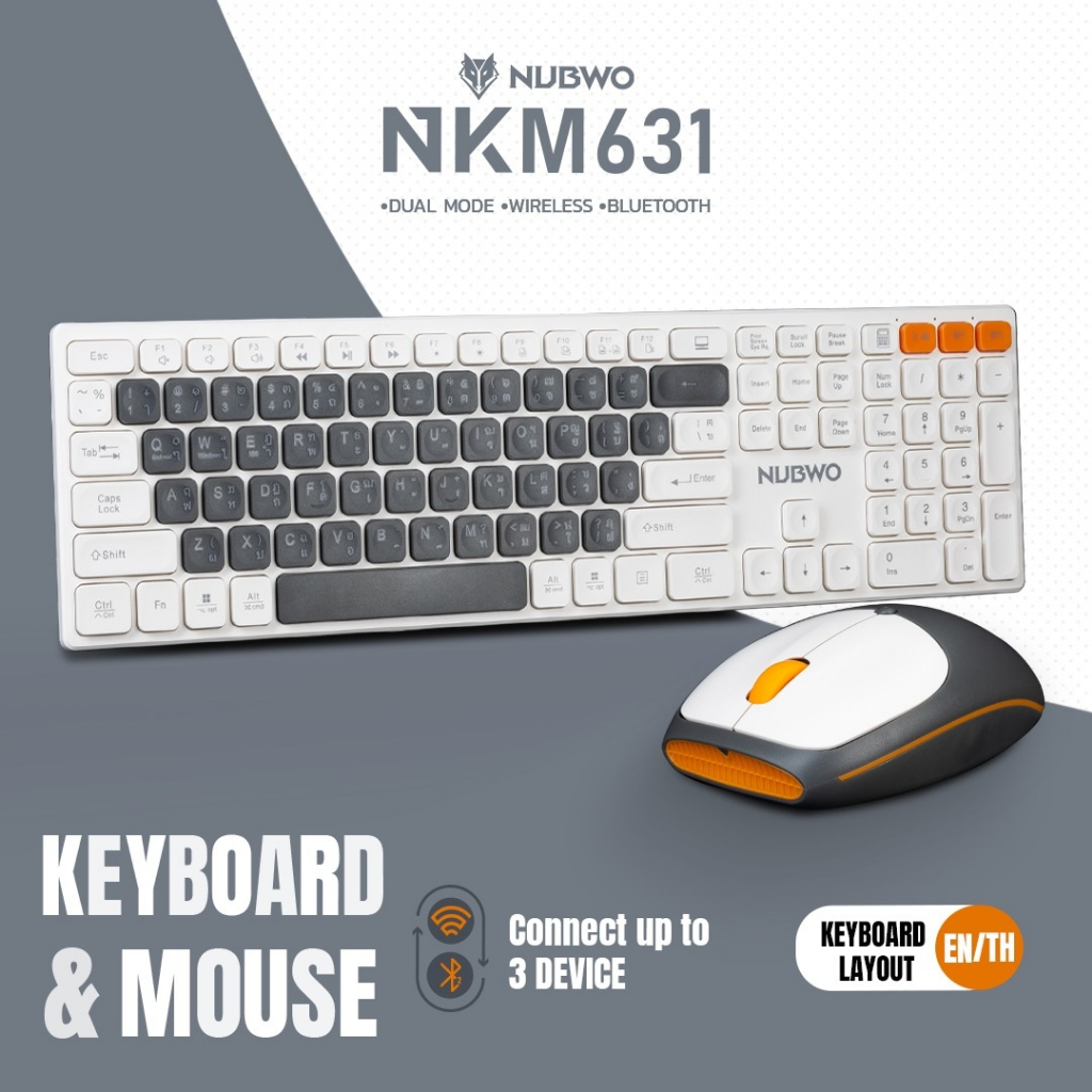 Keyboard With Wireless/Bluetooth Mouse NUBWO Model NKM631 Can Connect 2 ...