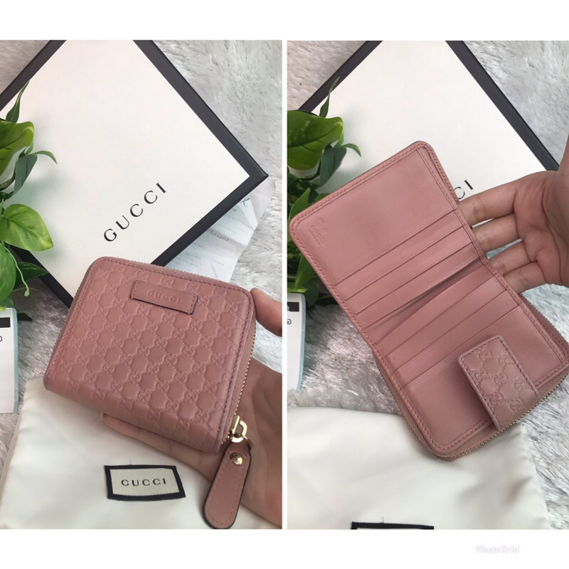 Authentic GUCCI Microguccissima Compact Wallet Soft Pink | Shopee Malaysia