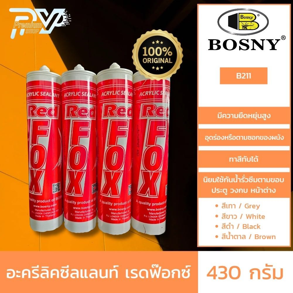 Red Fox Adapter Adhesive ACRYLIC Sealant Size 430 G. BOSNY REDFOX ...