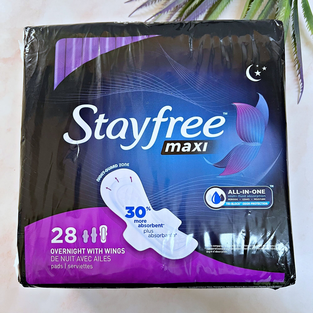 [Stayfree] Maxi Overnight Pads with Wings Unscented 28 Count Sanitary ...