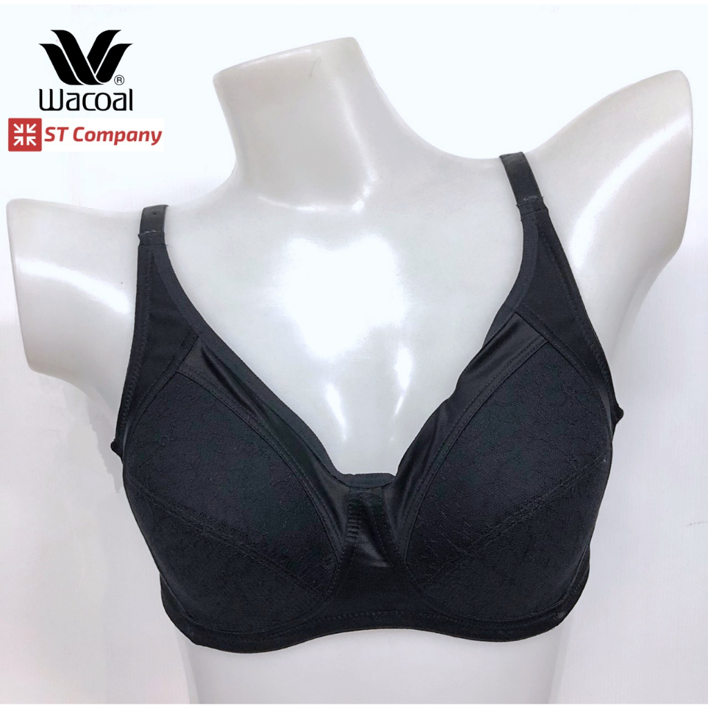 Wacoal Basic Bra Black (BL) No Wire Wireless Full Cup Storage 2 Hooks Bubble Thin Underwear ...