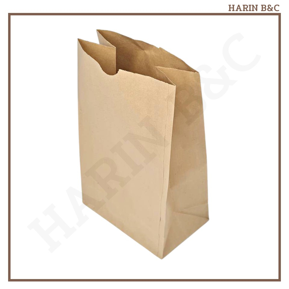 Brown Side Fold Paper Bag 14.6x9x27cm 100 Pieces Envelopes 1801003 Food ...