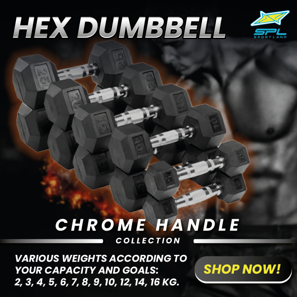 SPORTLAND Collection Hexagon Dumbbell Plated Handle Weight Lifting ...