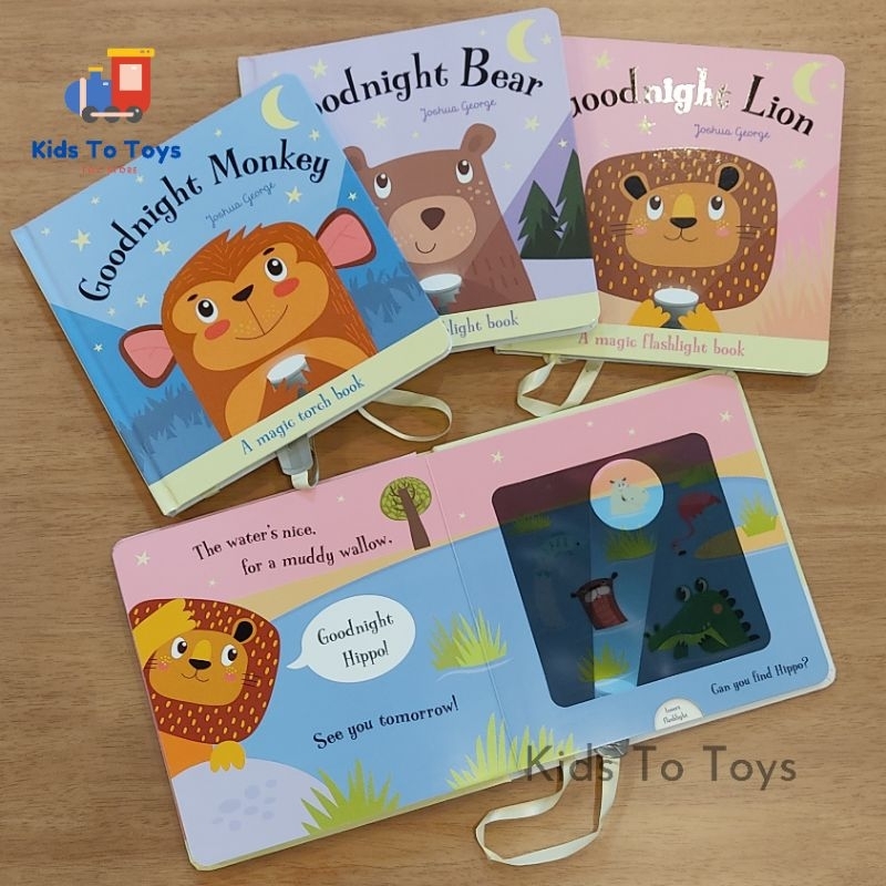 Flashlight Book Goodnight Series a magic torch Board Bear Lion Cat Frog ...