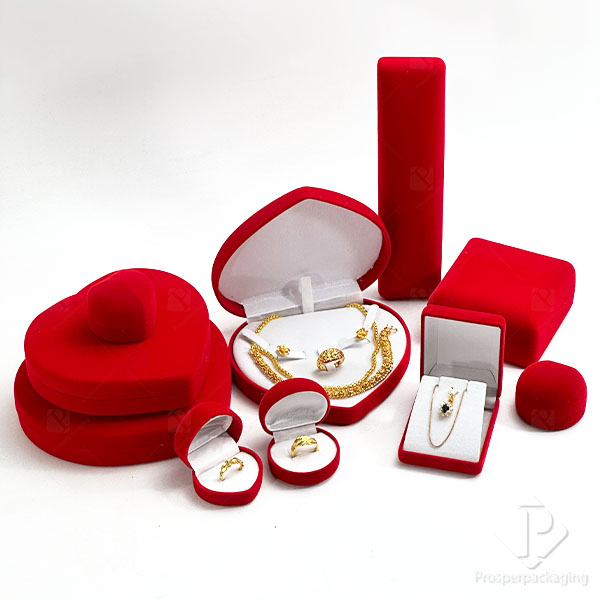Velvet Box Insert Jewelry Set Red/White Square & Heart Diamond Gemstone ...