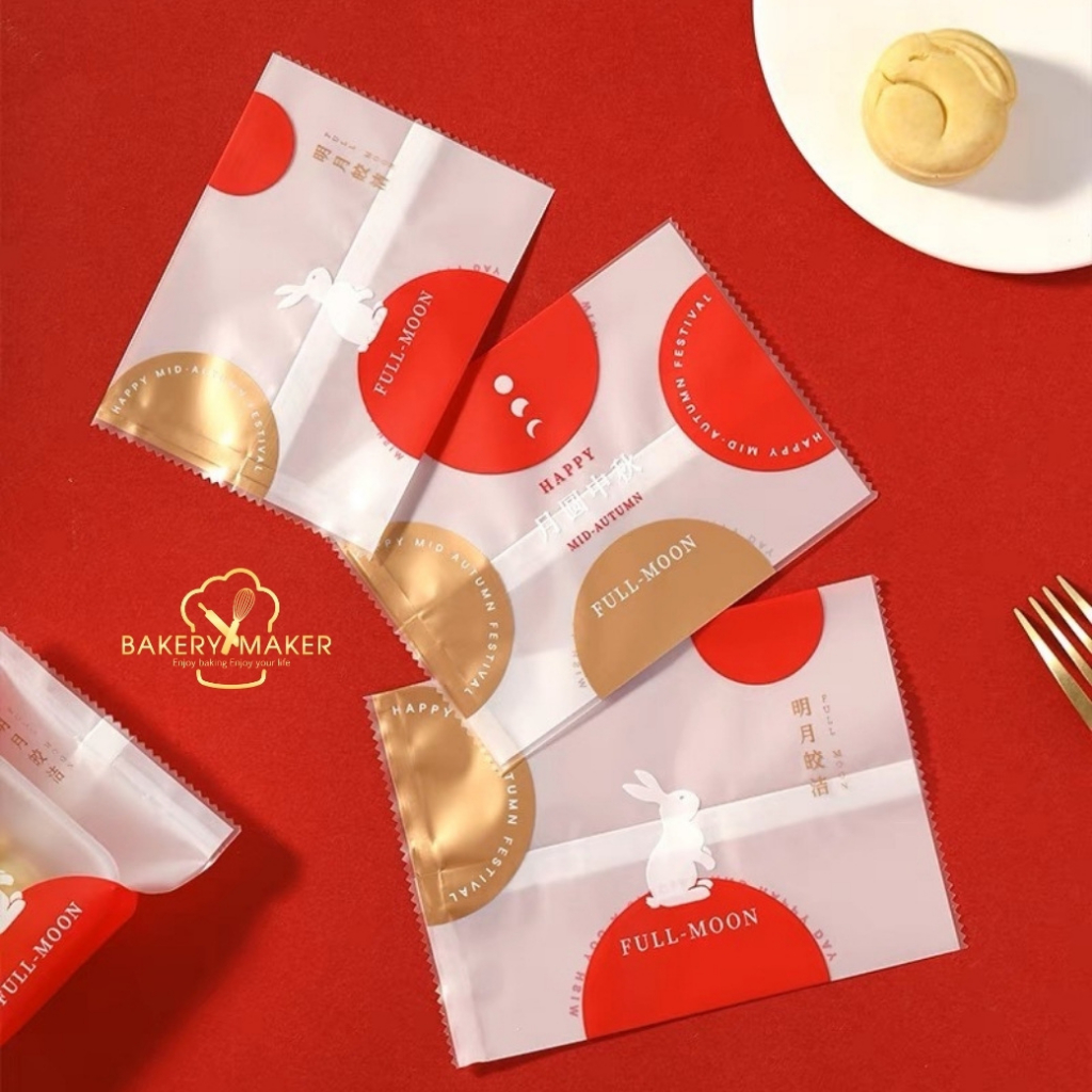 seal bags Mooncake Pack Of 50 Full moon Red-Gold Tones 3 Sizes Rabbit ...