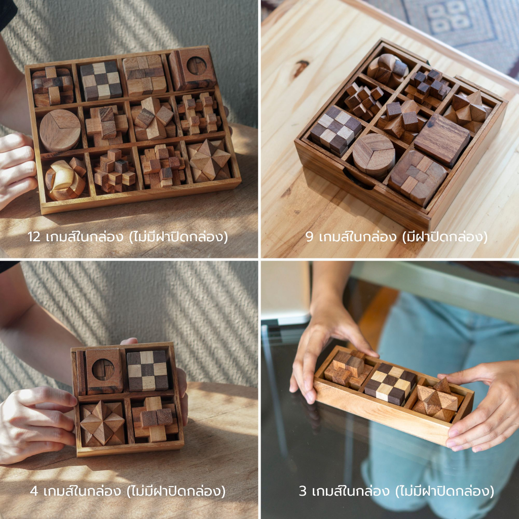 The Wooden Puzzles in Box Puzzle Game Set Brain Training Toys Blocks ...