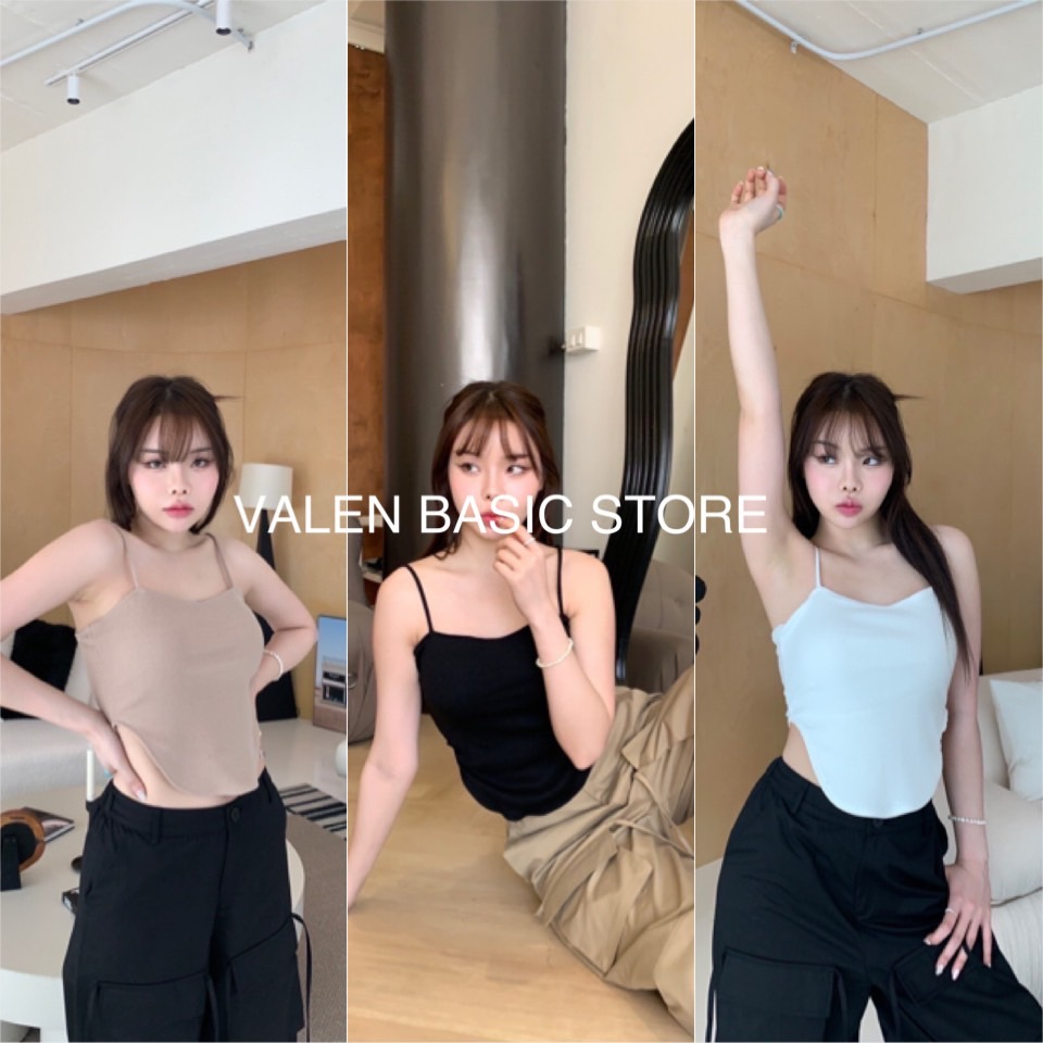 VALEN BASIC STORE "Top Everyday" Single Line Chic Slit Fabric Suitable For The summer Weather ...