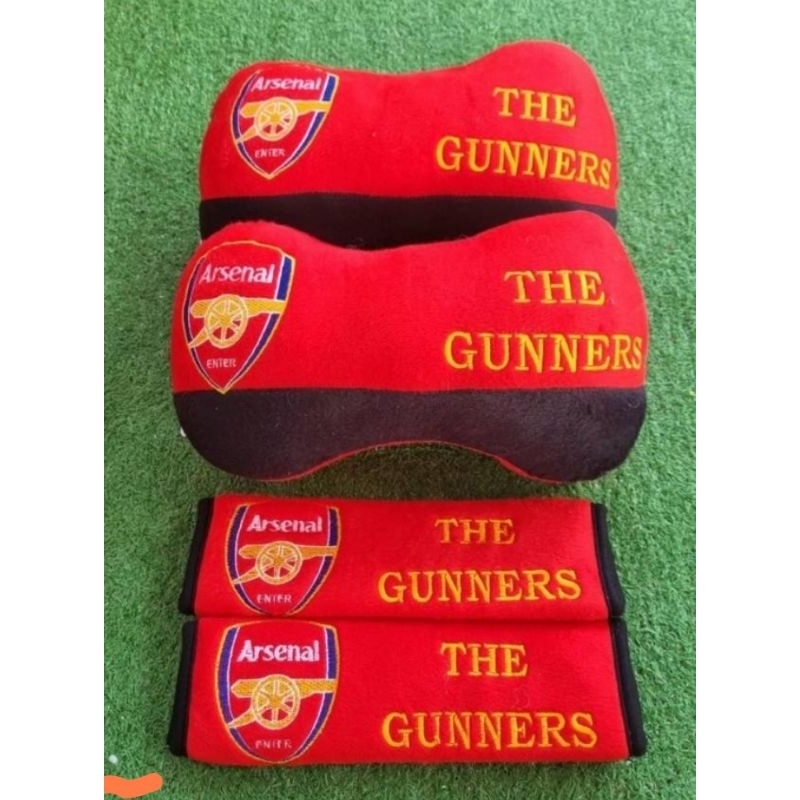 SET 1 Pair Of Belt Covers + 1 Of Orthopedic Pillows Arsenal Pattern Can ...