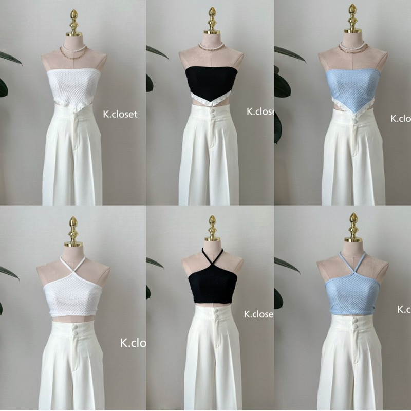 Strapless Shirt Halter Neckline With Lace Trim | Shopee Malaysia