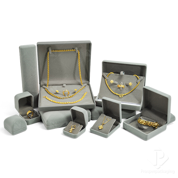 Full Set Of Gray Square Velvet Boxes Box Gold Storage Of Dowry Display ...