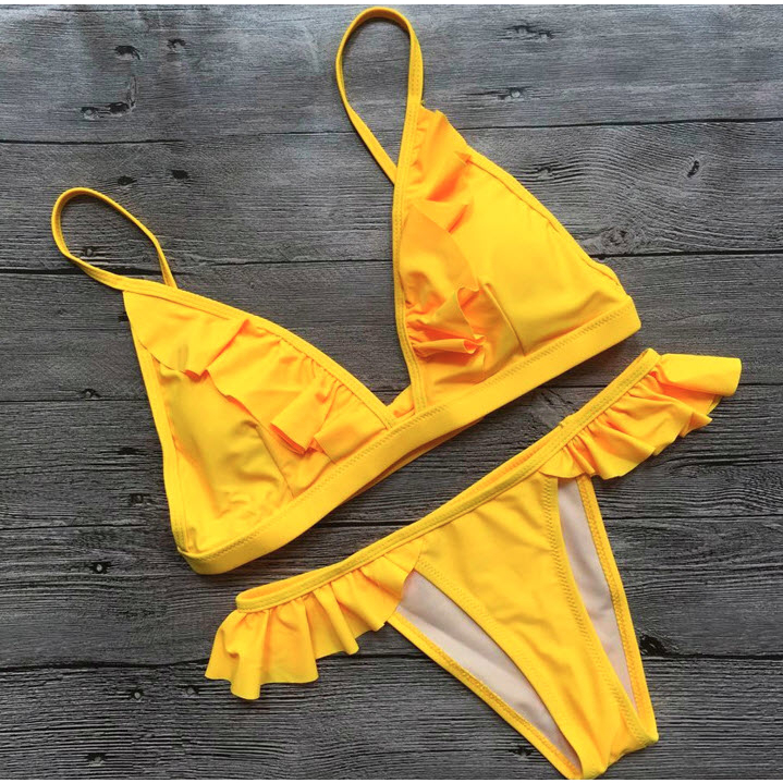 SP-915 Yellow Ruffled Bikini | Shopee Malaysia