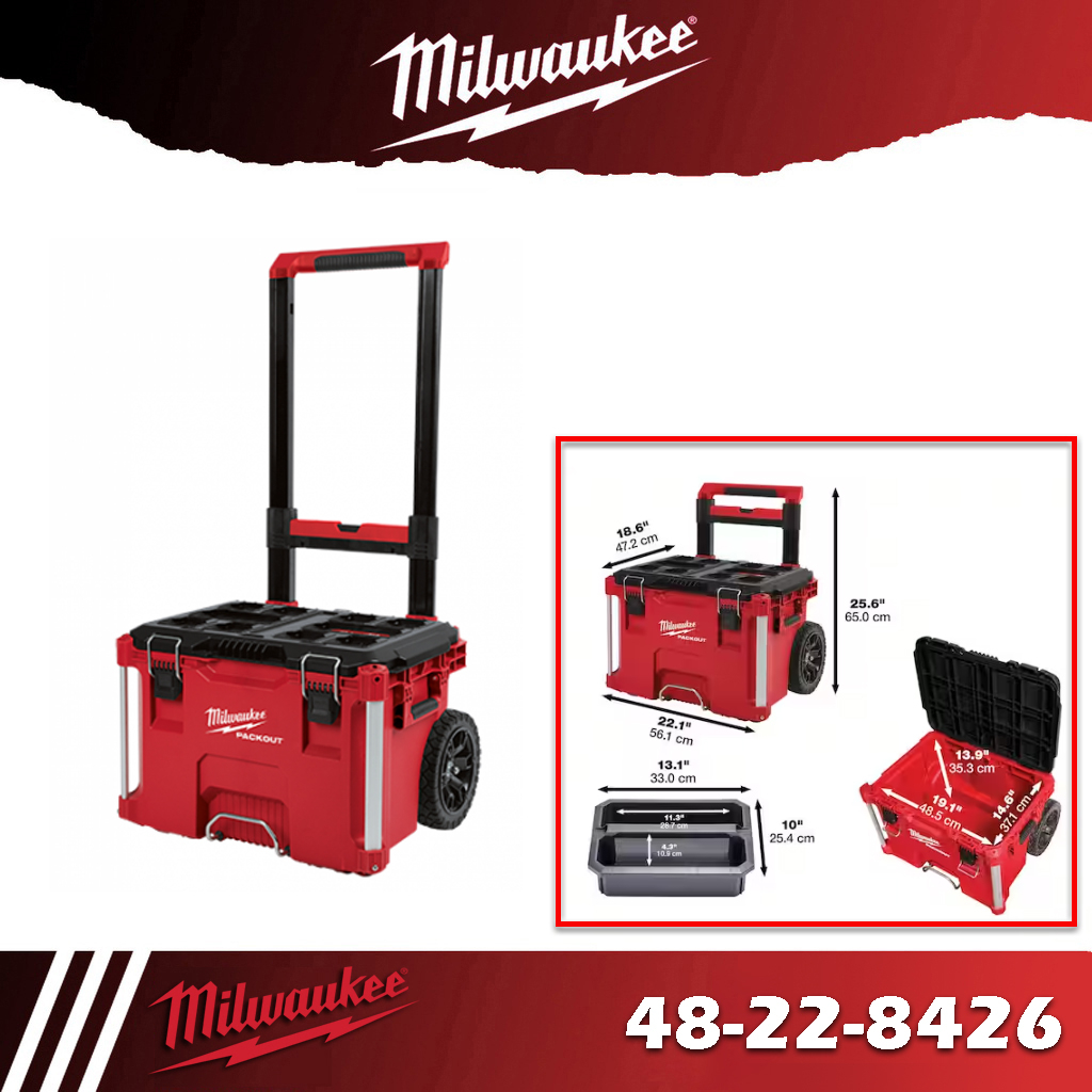 Milwaukee Packout 48-22-8426 Tool Box With Wheels With Inner Tray ...