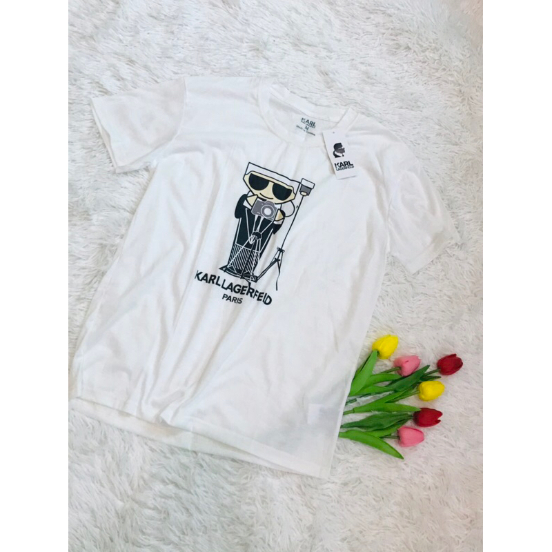White Karl Label Work T-Shirt | Shopee Malaysia