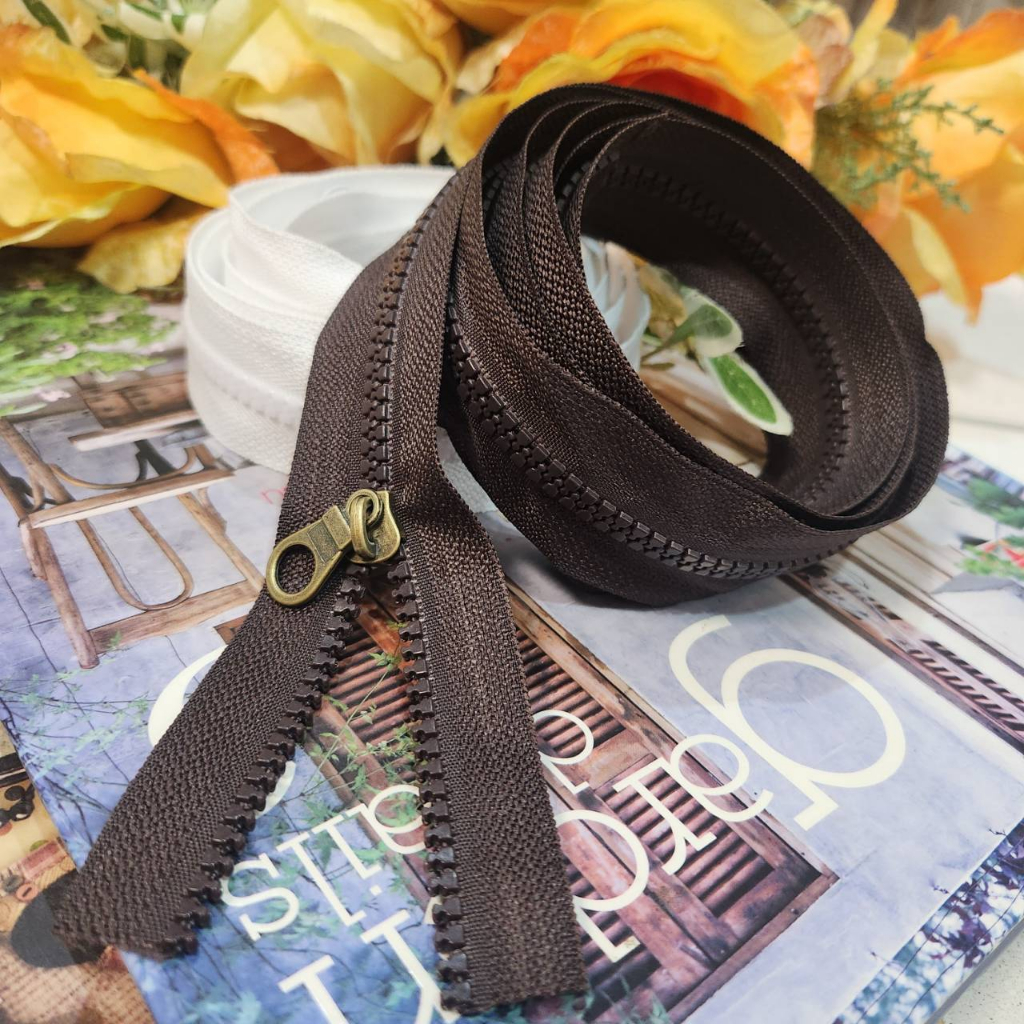 5 Zip Dark Brown Bone Zipper Single-Headed Cut Tooth Nylon Plastic ...