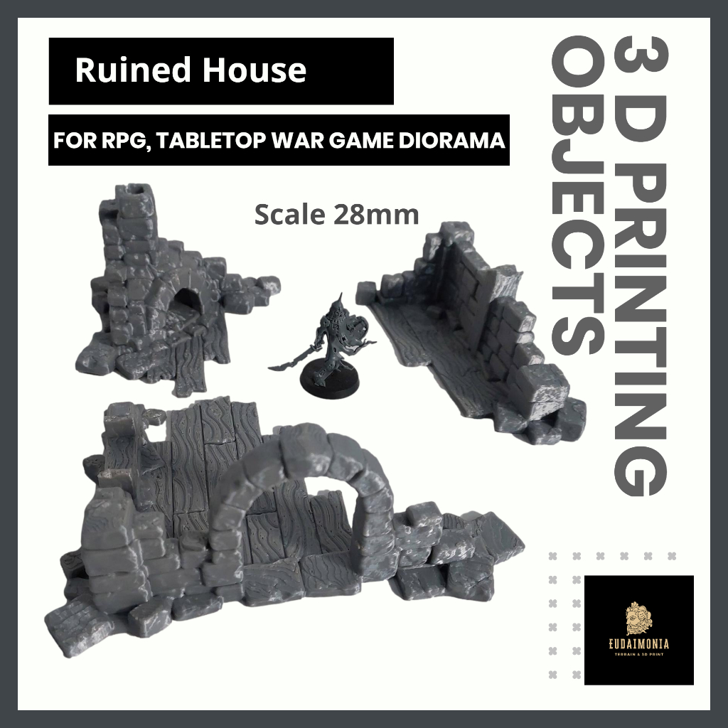 Ruined house model terrain For TRPG table top war games warhammer ...