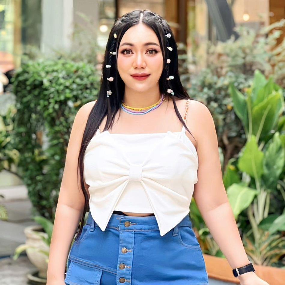 100KG Plus size Cropped Top Plump Girl Crop Gold Bow Model A75 | Shopee ...