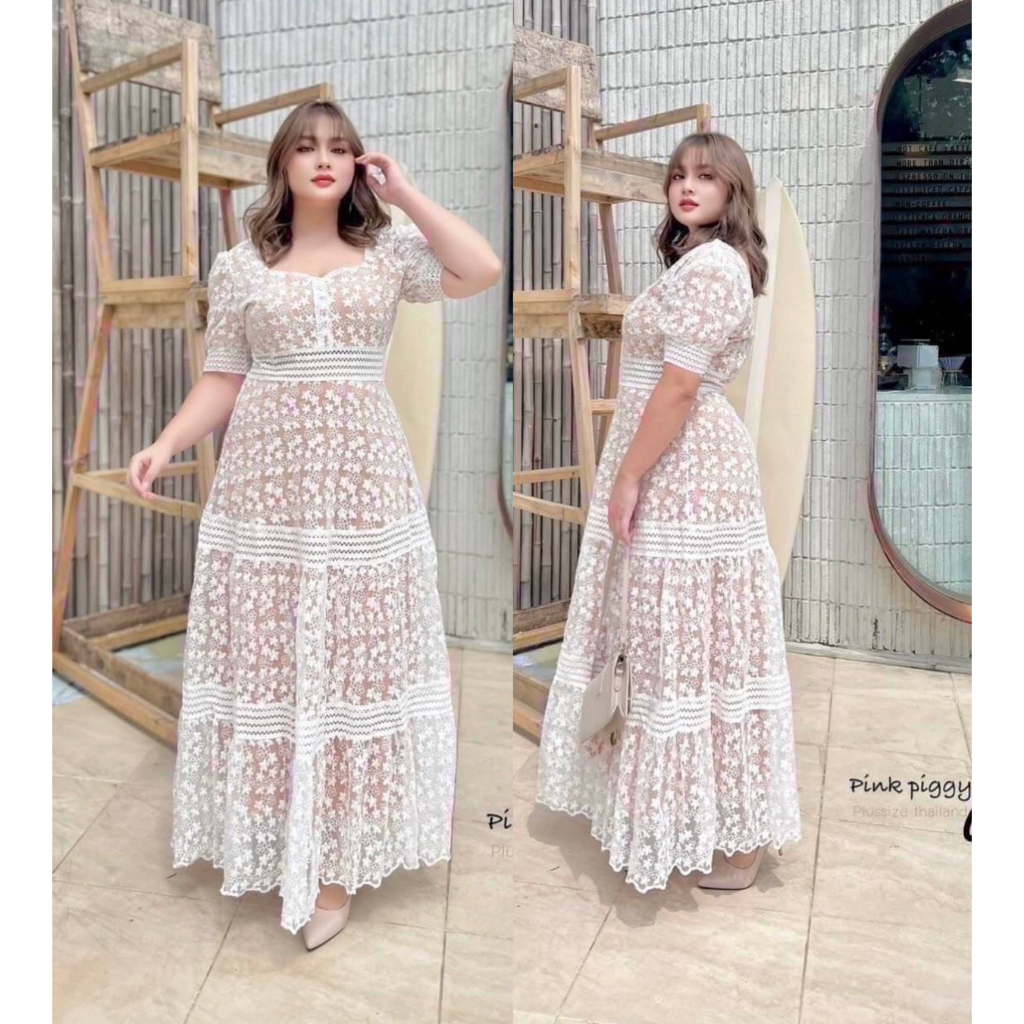 PIG08 Fully Lace Long Dress For Merit Ordination Wedding Polite To Wear ...