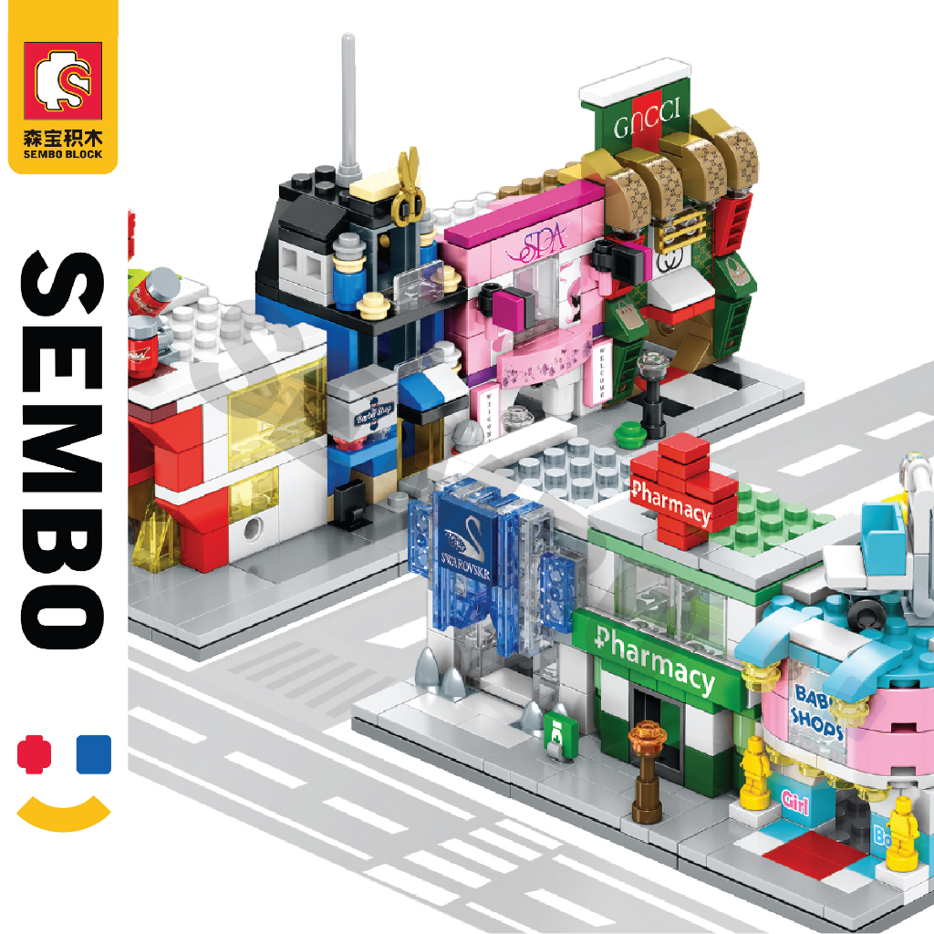 SEMBO BLOCK Building Blocks Small Shops Various Styles Of Famous Brands ...