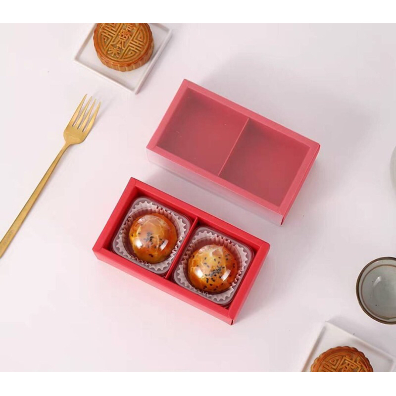 2 Compartment Frosted Slide Cover Box Red Kraft Color (16x9x5.2cm ...
