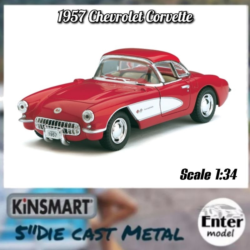 KINSMART Classic Car Model 1957 Chevrolet Corvette Length 12.5cm Scale1 ...