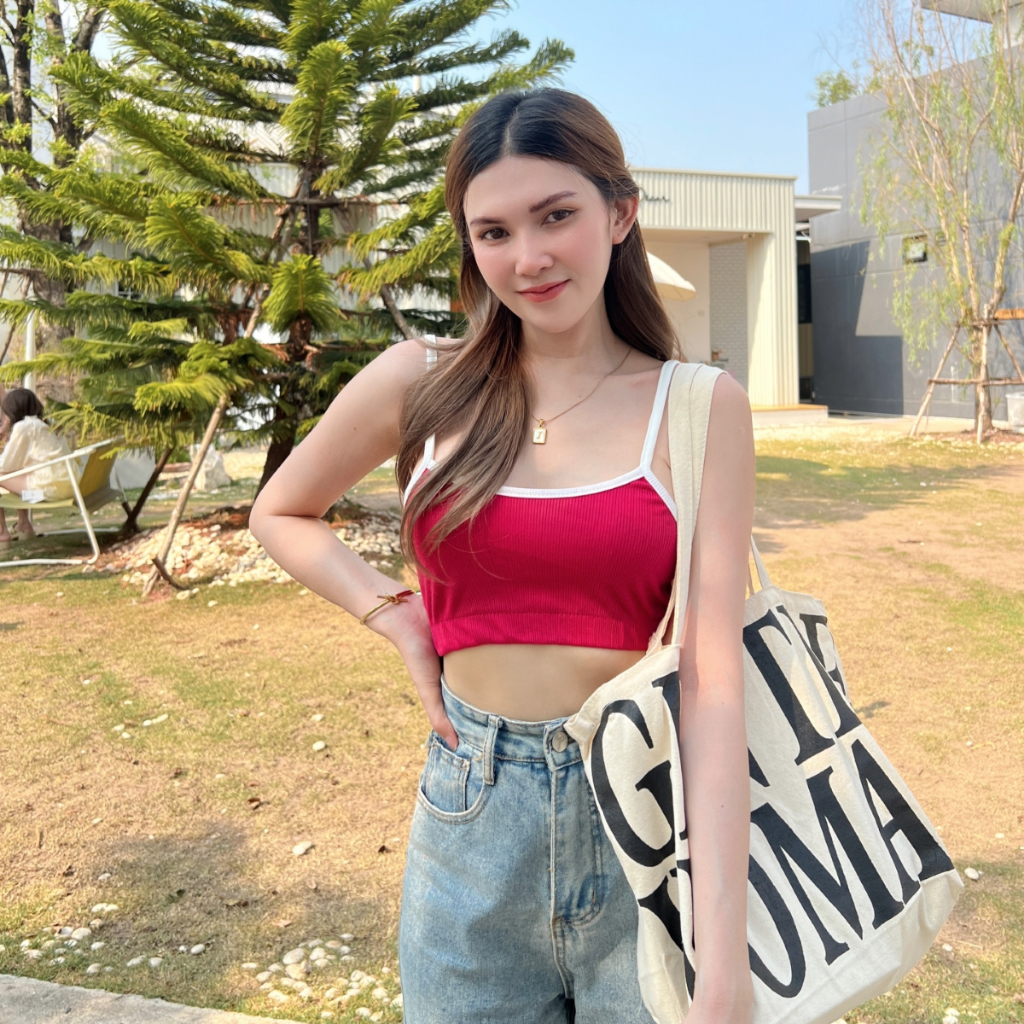 PRP x SPN Single-Strap Crop Short Pastel Color Cute Shape. Put On ...