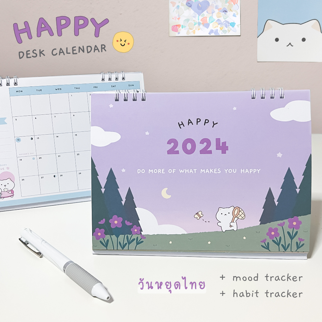 HAPPY 2024 Thai Holiday Monk Day Table Calendar Planner Desk 2567 ...