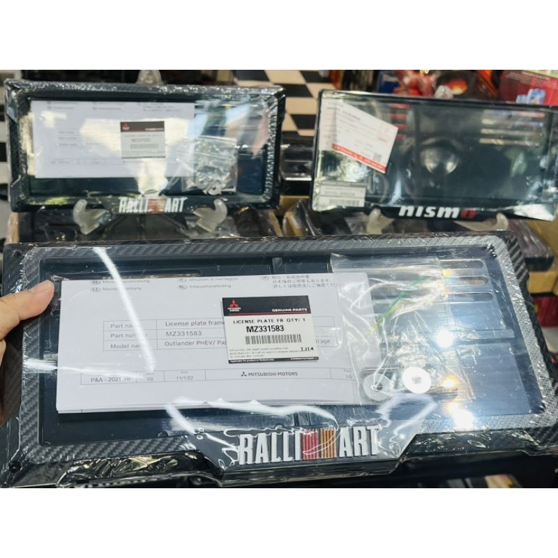 Original License plate Frame Ralliart Genuine mitsubishi motors cover ...