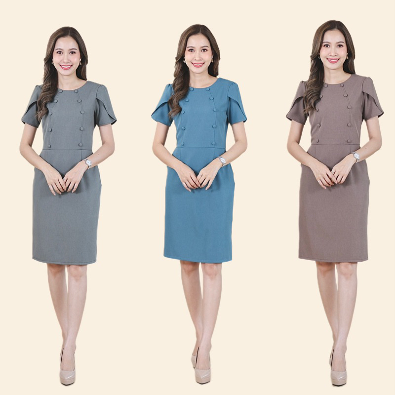 New Fabric Dress Is Flexible Polite Tone Decorated With Buttons On The ...