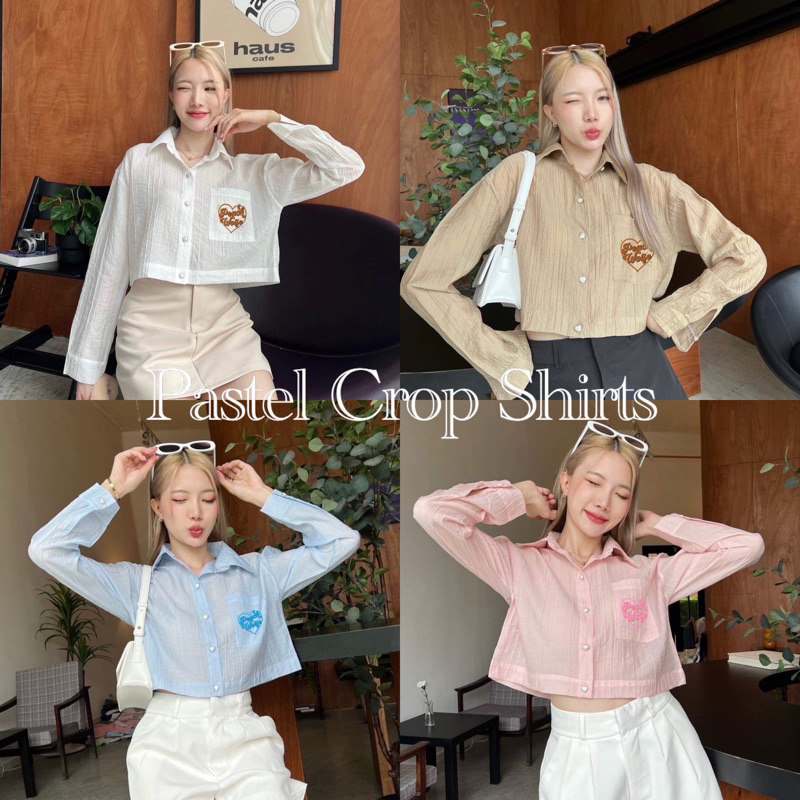 C77 Long Sleeve Crop Shirt Oversized Style (Translucent Fabric) D ...