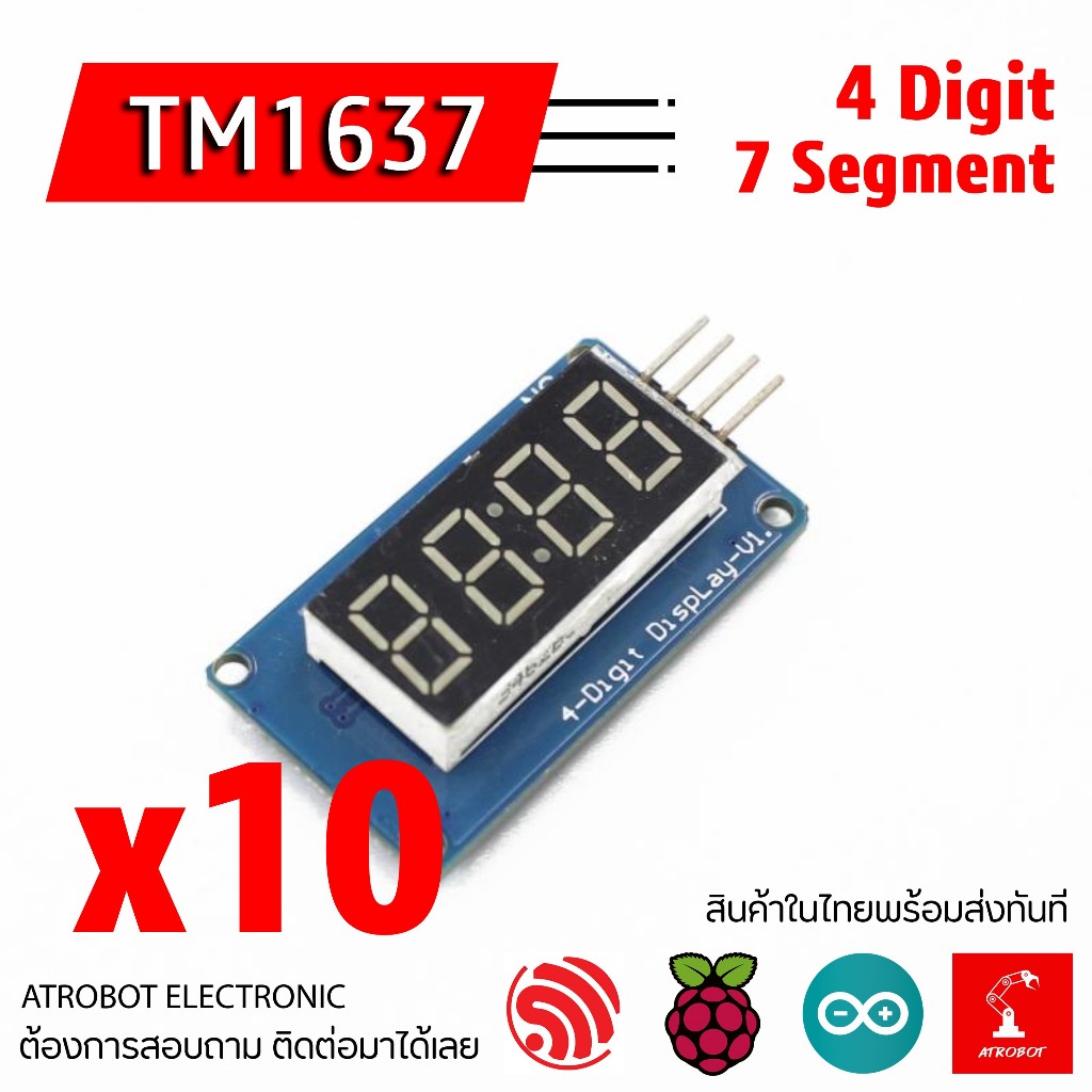 10pcs/pcs TM1637 4 Digit 7 Segment LED Module Digital Watch Number ...