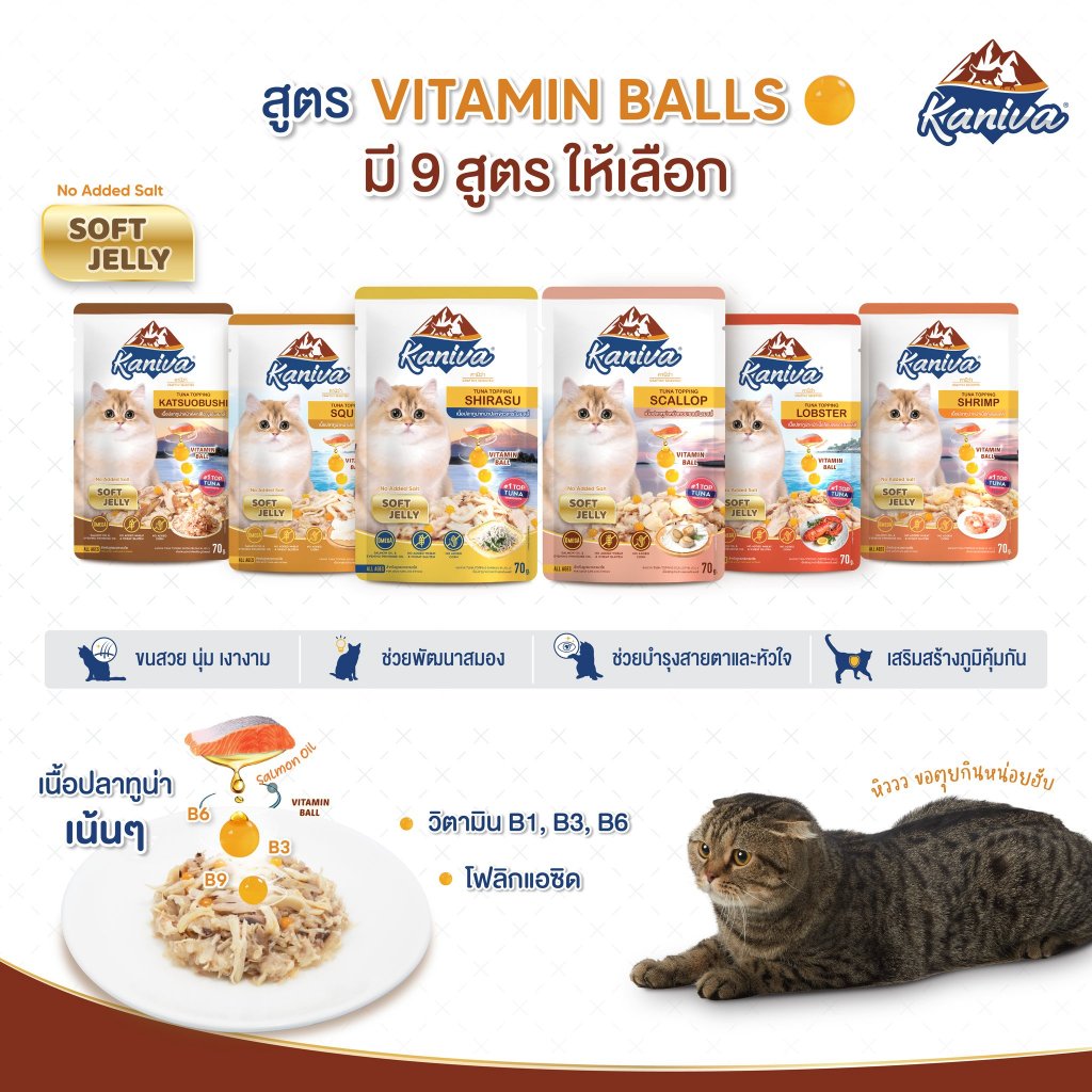 Kaniva Wet Cat Food Tuna Meat Focus On Jelly. With Vitamin Ball ...