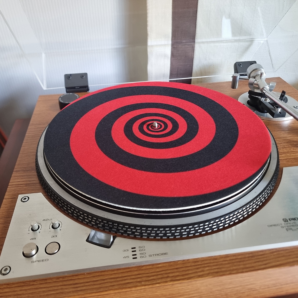 Turntable Mat Black Red Spiral Pattern Felt Slipmat 12 "LP vinyl record ...