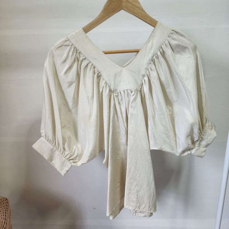 V-Neck Front-Back Blouse Bat Wing Sleeves | Shopee Malaysia
