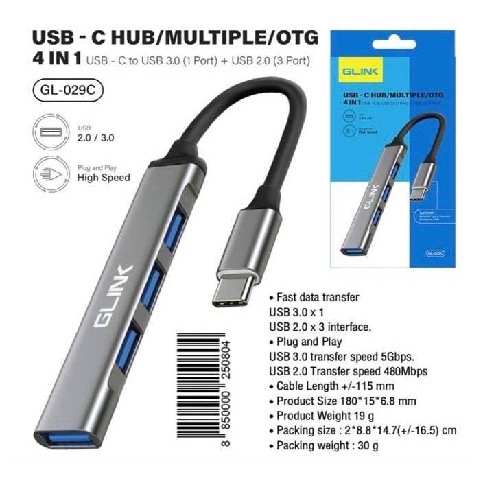 Glink GL-029A USB 4 Channel GL-029C USB-C to HUB Booster 4 Port 3.0/2.0 ...