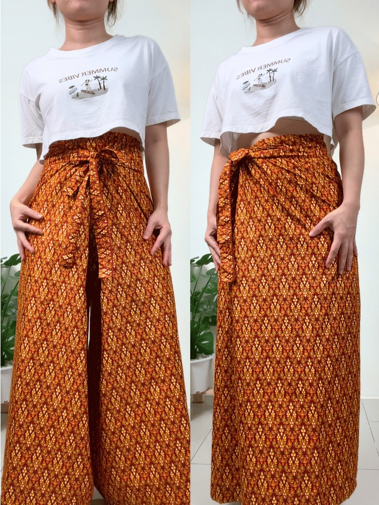 Thai Pattern Drawstring Pants Sarong Fabric Long Legs Massage Shop Spa ...