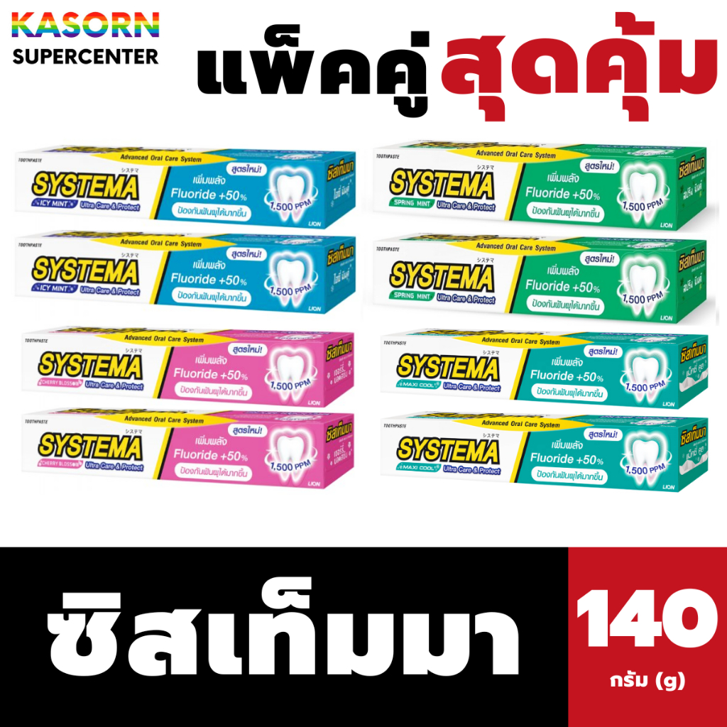 Twin Pack Systema Ultra Care & Protects Toothpaste 140 G. (4 Formulas ...