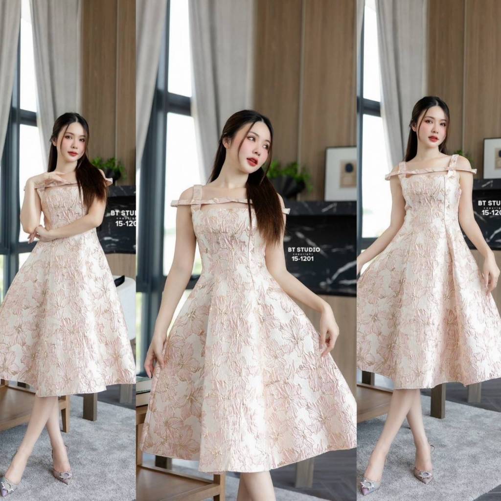 BT106 1201 Single-Strap Dress Design With One Line And Belt In The Middle Of The Chest ...