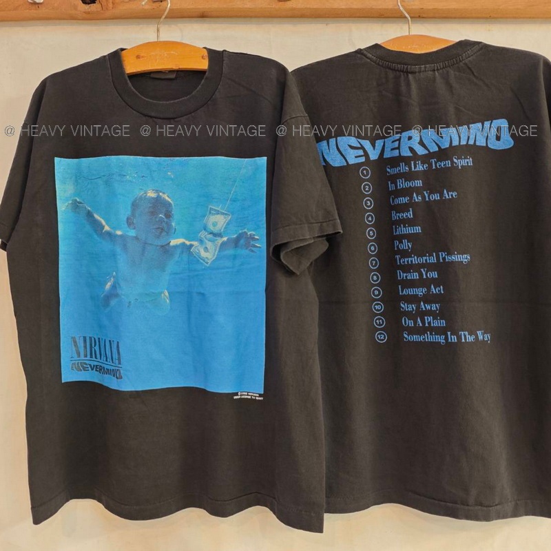 NIRVANA NEVERMIND Bleach Bio Label Usa @1992 Children's Band shirt Tour ...