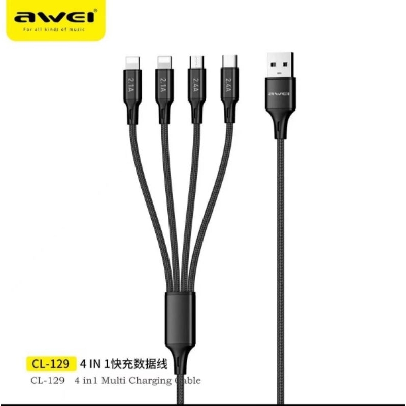 Multi-Head Charging Cable Secondary PD60W and PD20W Multifunctional 4 ...