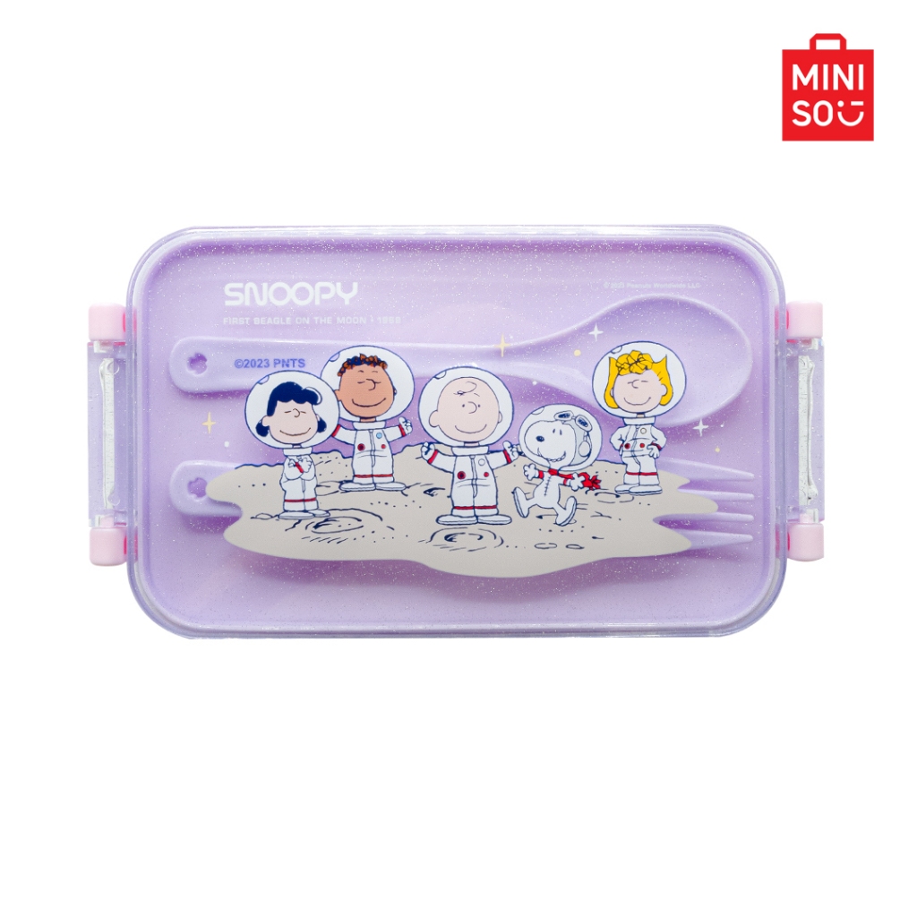 MINISO Food Storage Box Lock Cover With Cutlery Snoopy the Little Space ...